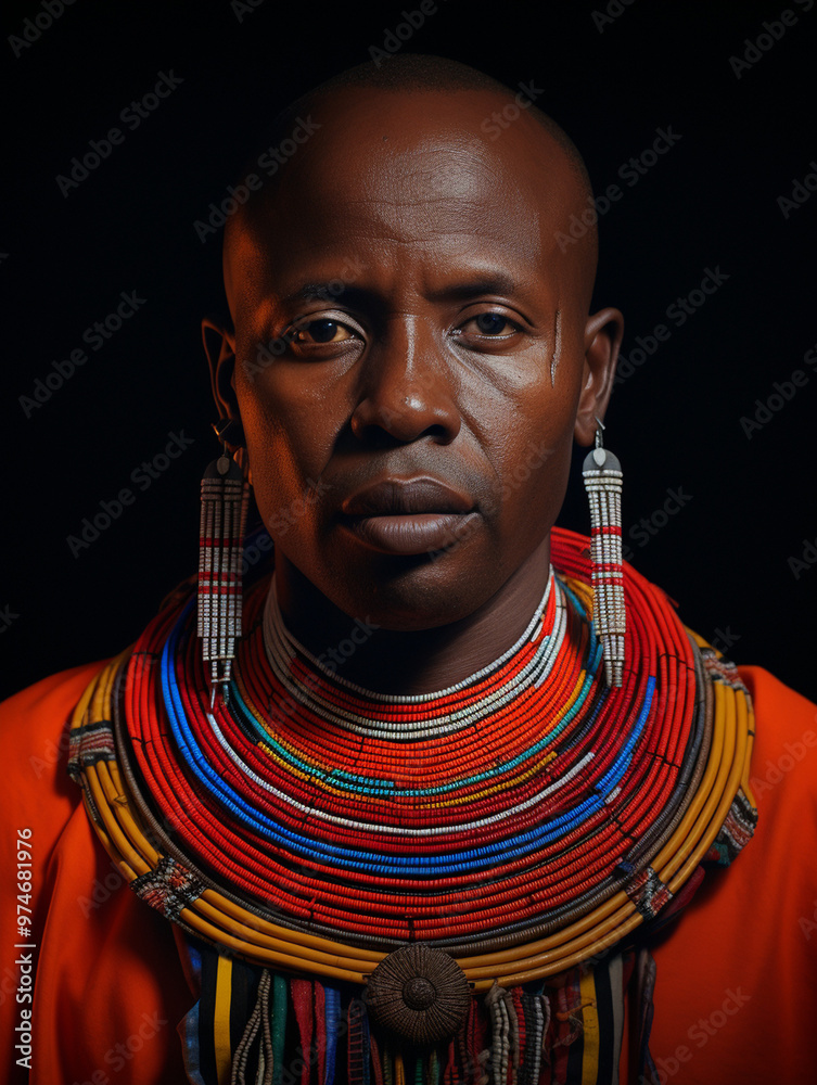 Kenyan man in traditional Maasai warrior attire, portrait photography ...