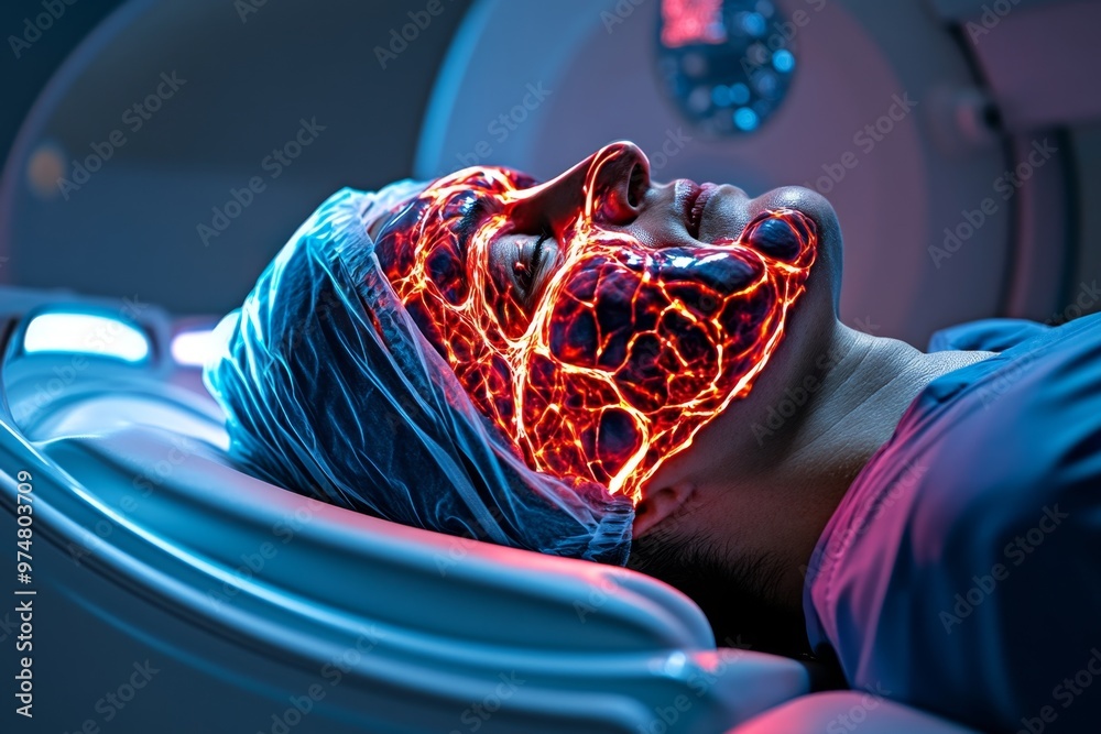 Managing post-surgical scars during radiotherapy illustrated in a ...