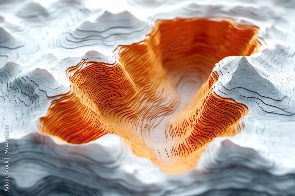 topographic map with intricate contour lines 3d terrain visualization ...