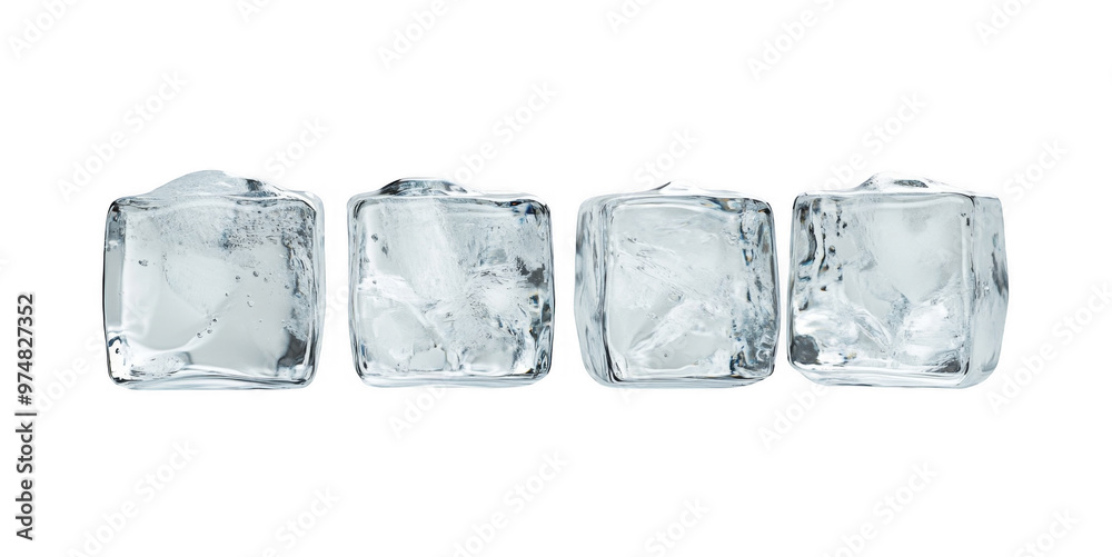 Four ice cubes lined up isolated transparent background image Stock ...