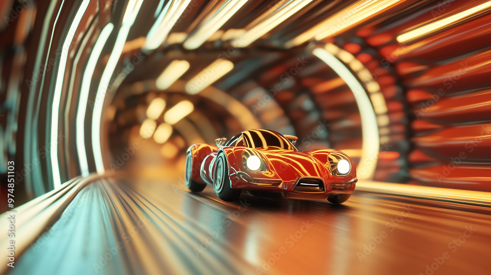 A cartoon ant driving a tiny sports car through an underground ant ...