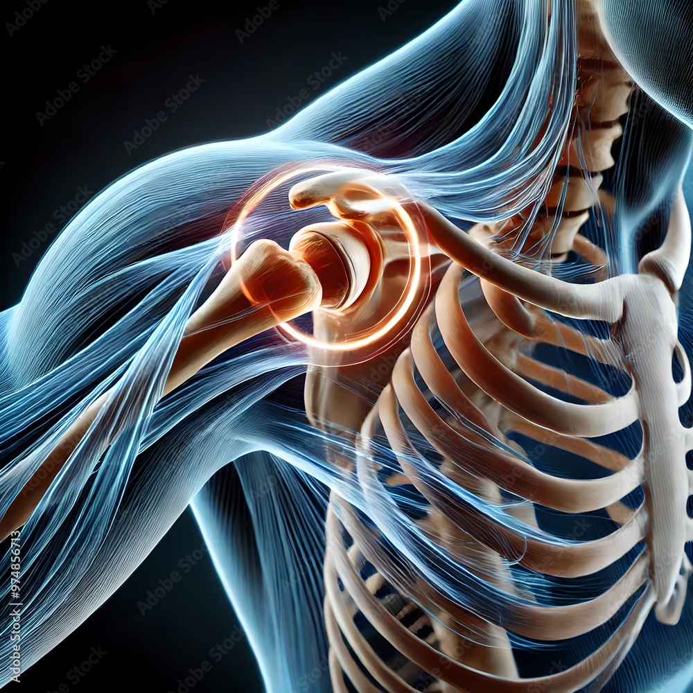 3D bone: human joint in motion, showing humerus, scapula, clavicle work ...
