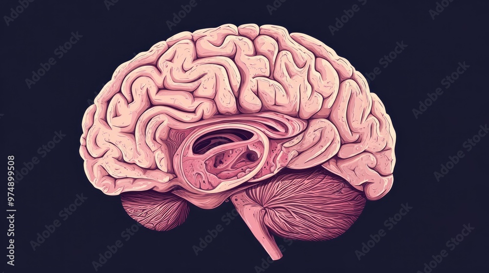 Longitudinal Slice Of Human Brain Tissue Prepared For Medical Use ...