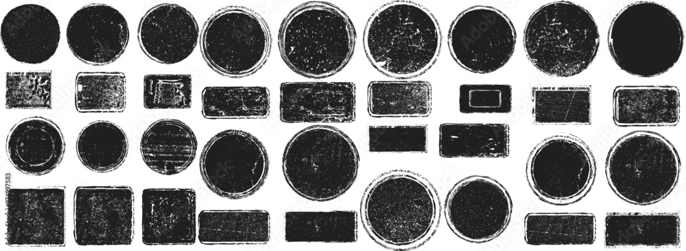 Bundle of textured stamps .Grunge post stamps collection, Circles ...