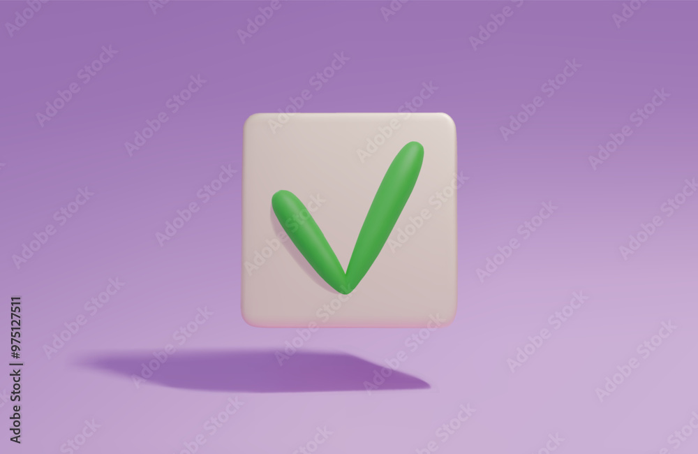 3D checkmark icon highlighted on a pink background. The selection ...