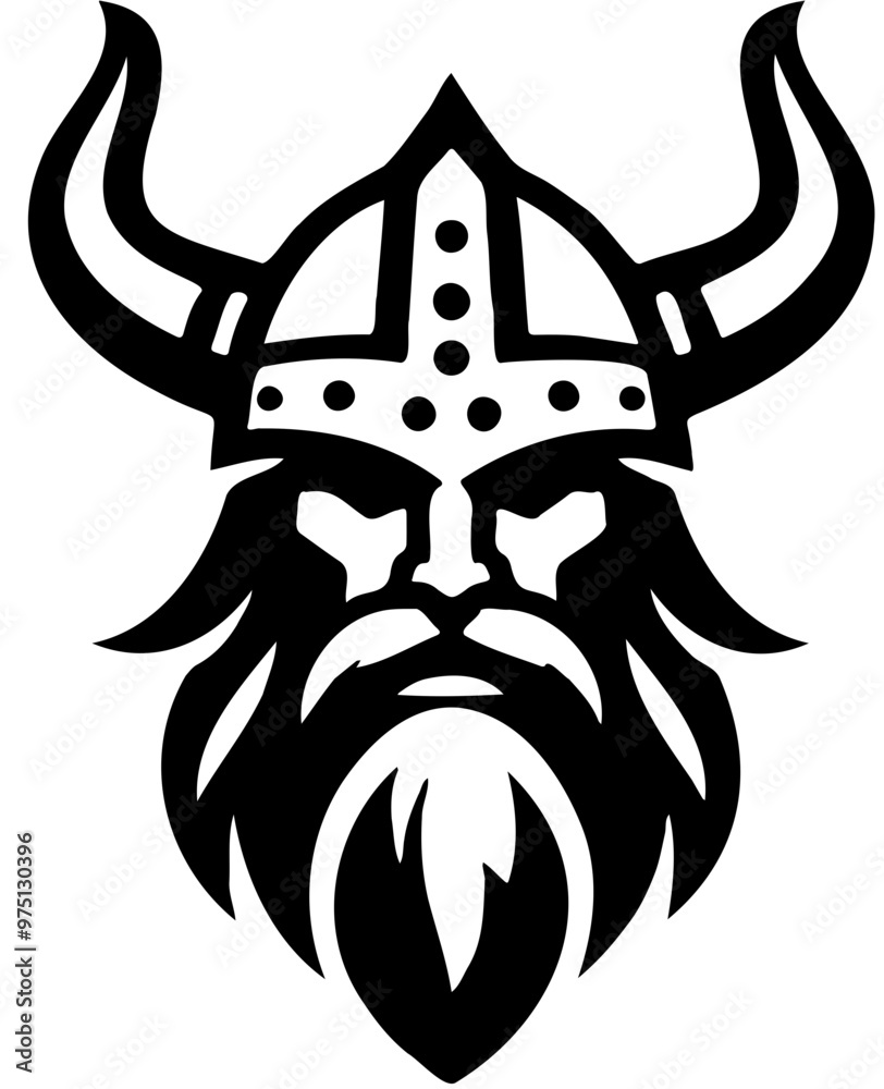 Iconic Viking Logo with Viking Helmet, Norse Mythology Symbol ...