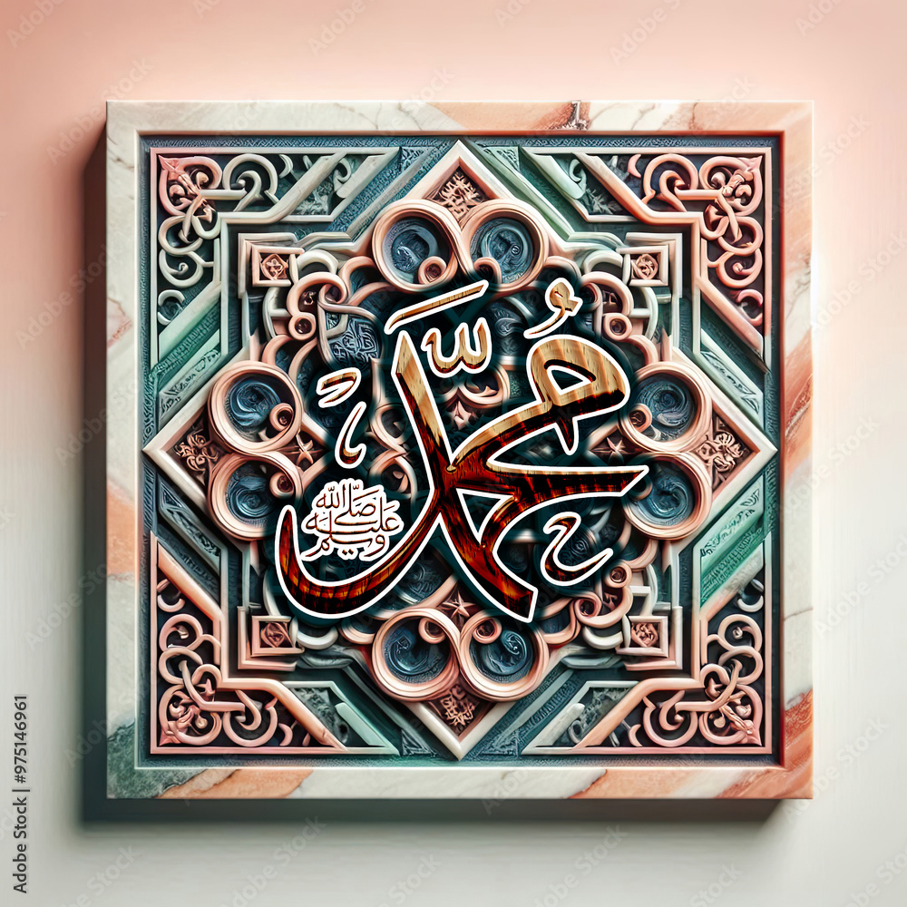 Prophet Muhammad Arabic letter icon logo with islamic ornamental ...
