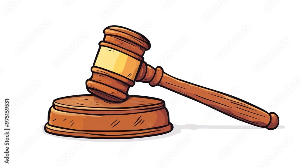 Cartoon gavel clipart, cartoon illustration on a white background Stock ...