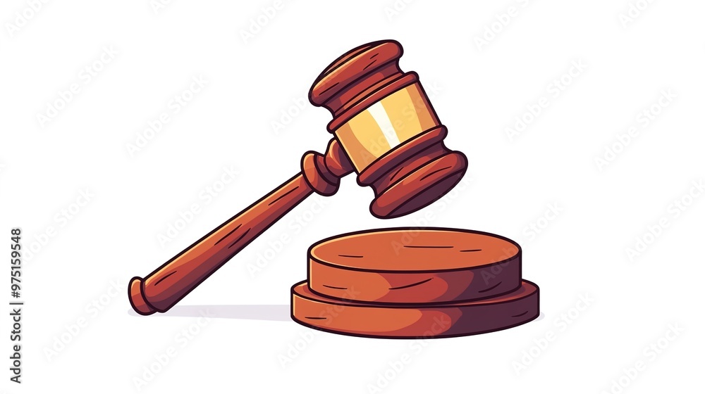 Cartoon gavel clipart, cartoon illustration on a white background Stock ...