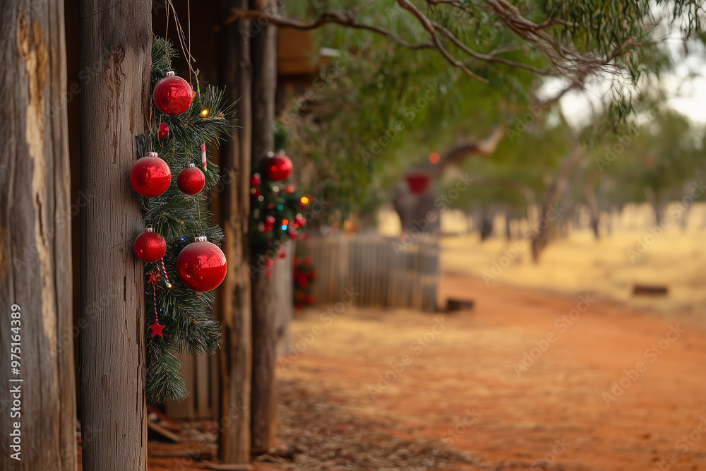 Outback Australian Christmas scene features festive decorations under ...