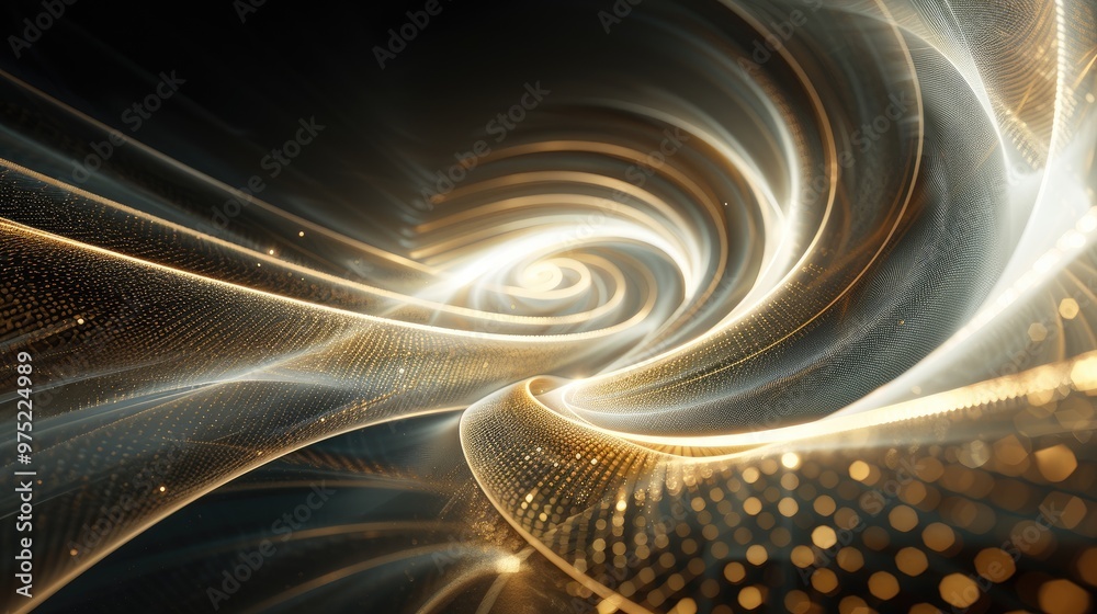 Dark background, light track with golden lines on the left side of ...