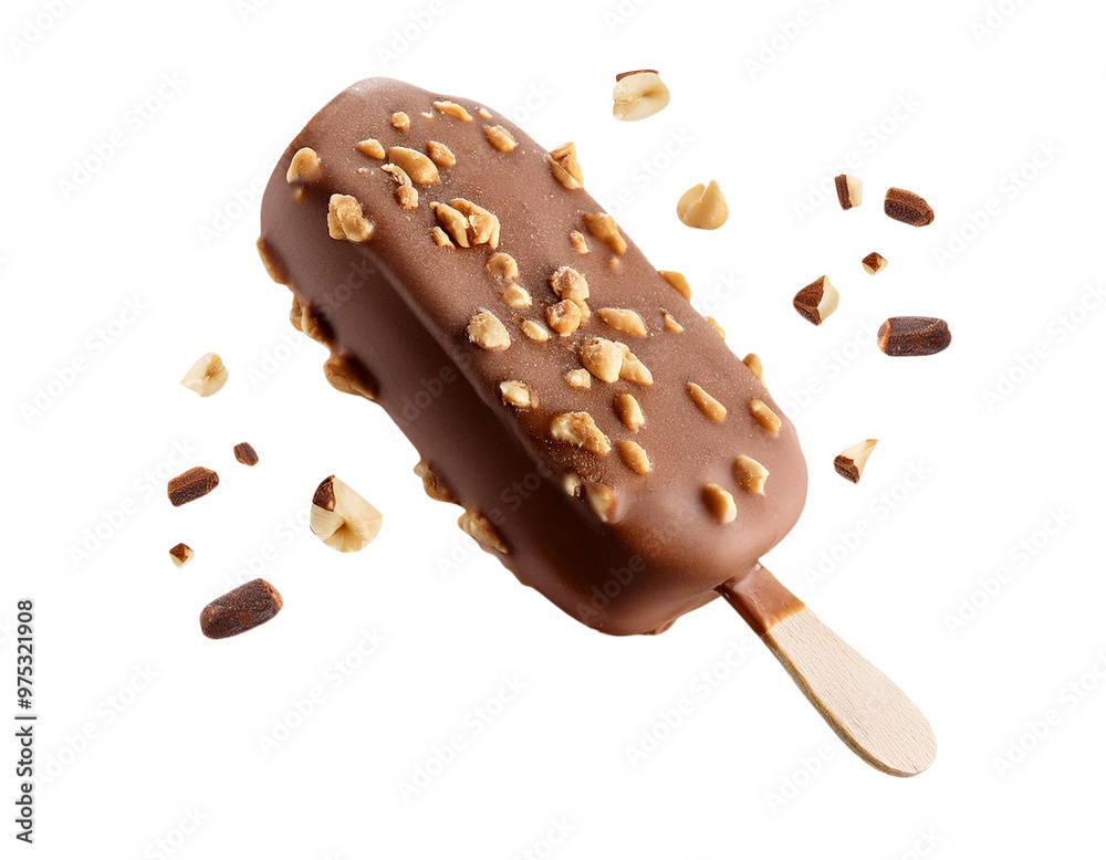 Delicious chocolate ice cream bar covered in nuts, perfect for summer ...