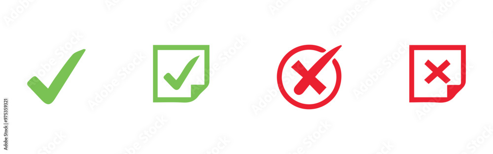 Vector de Stock check mark icon button set. check box icon with right and wrong buttons and yes ...