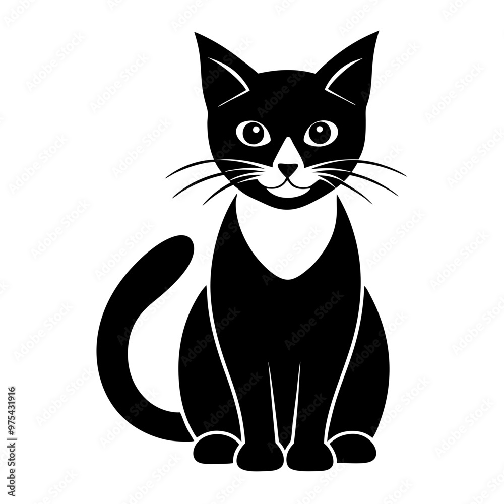 Charming cat vector illustration in cartoon, clipart, and line art ...