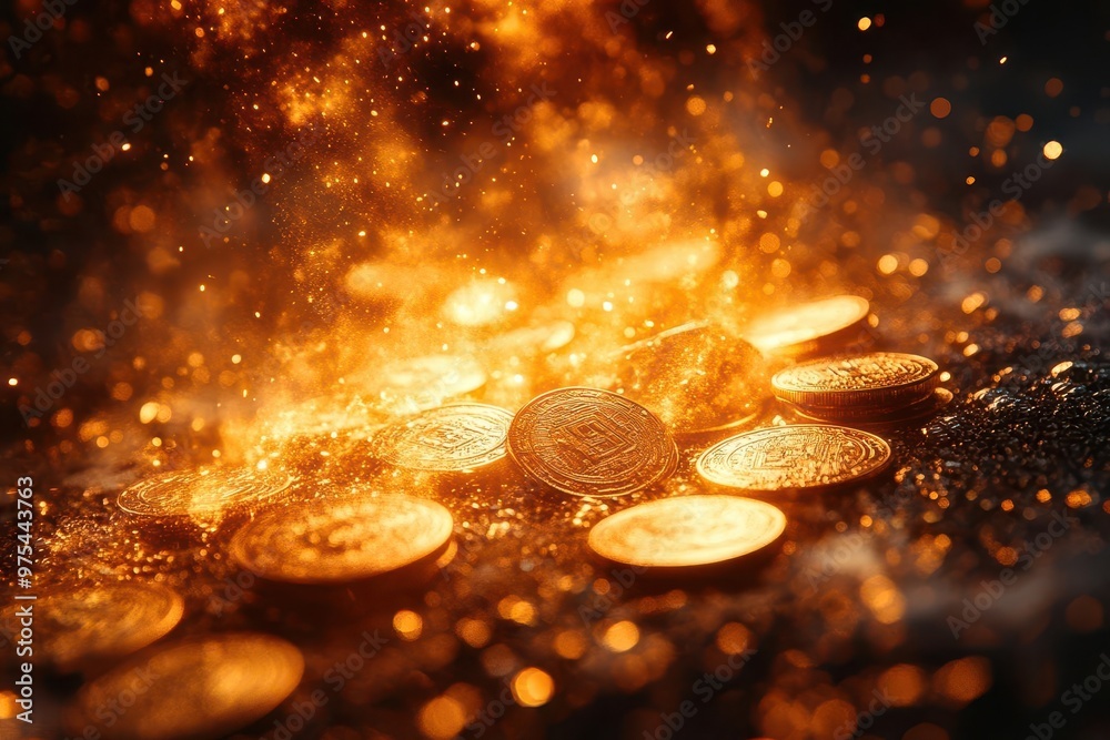 dynamic explosion of golden casino coins crisp 3d rendering with ...