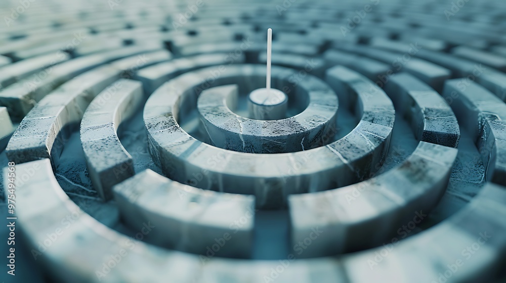 Accurate photo of a maze with a distinct path aimed at a central target ...