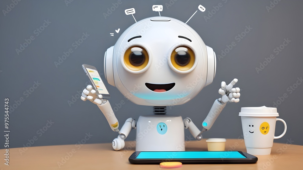 A quirky, round AI bot with a floating head and tiny limbs holding a ...