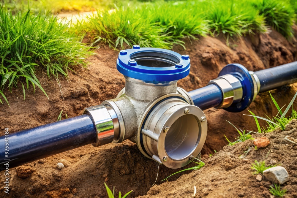 "Underground pipe with rubber gasket and stainless steel clamp ...
