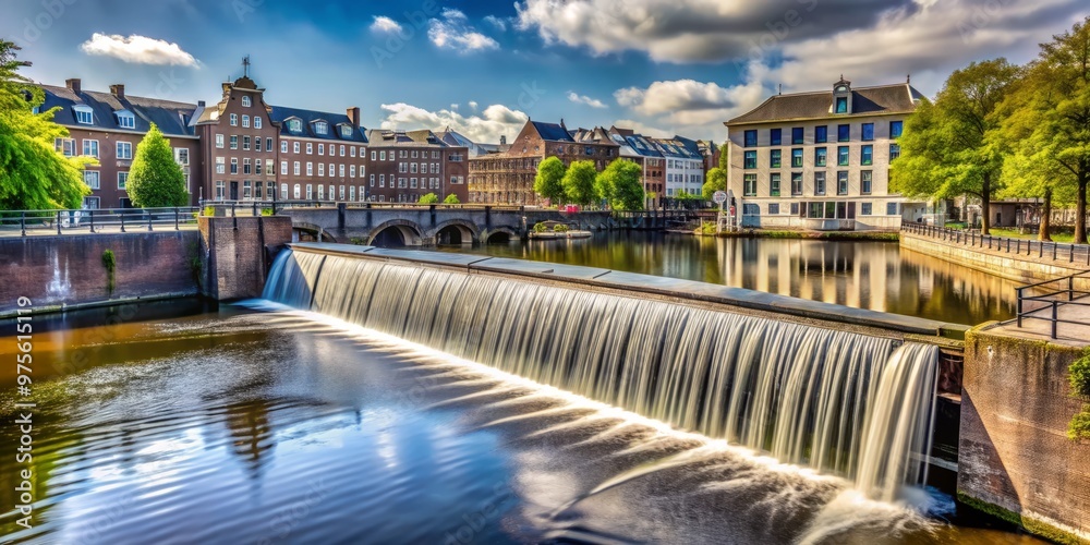Amsterdam's iconic dam spans the Amstel River, its stone pillars ...