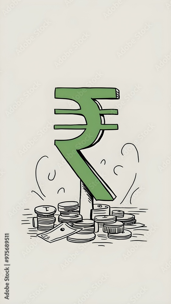 illustration of an background with rupees sign rupee icon Stock ...