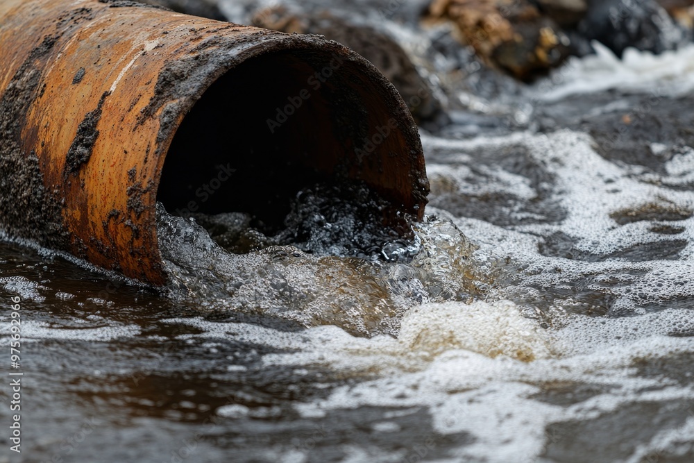 Visual composition of sewage pollution contaminated water flowing from ...
