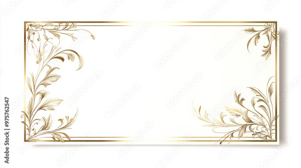 A blank gift voucher template with elegant golden borders and space for ...