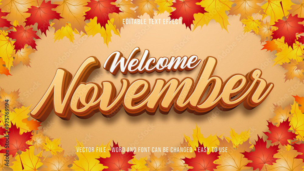Editable text effect november theme Stock Vector | Adobe Stock