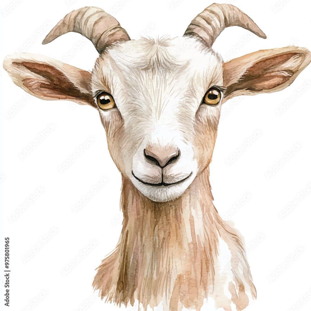 cute goat watercolor clipart illustration isolated Stock Vector | Adobe ...