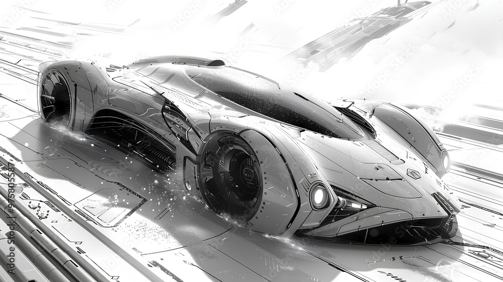 Concept car design for racing. Design with aerodynamics suitable for ...