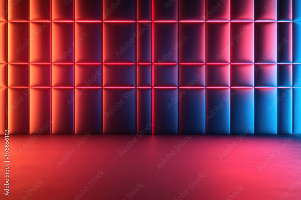 Discover a high-tech stage design featuring intense red and blue laser ...