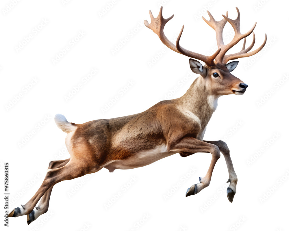 Leaping Reindeer, Isolated on White Transparent Background, PNG Element ...