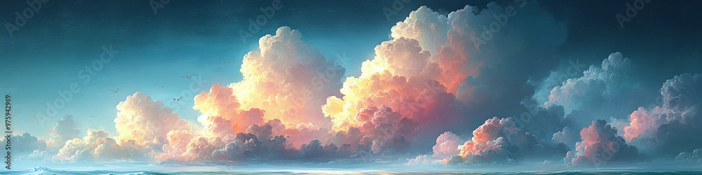 sky with clouds for comic book illustration background panorama view ...