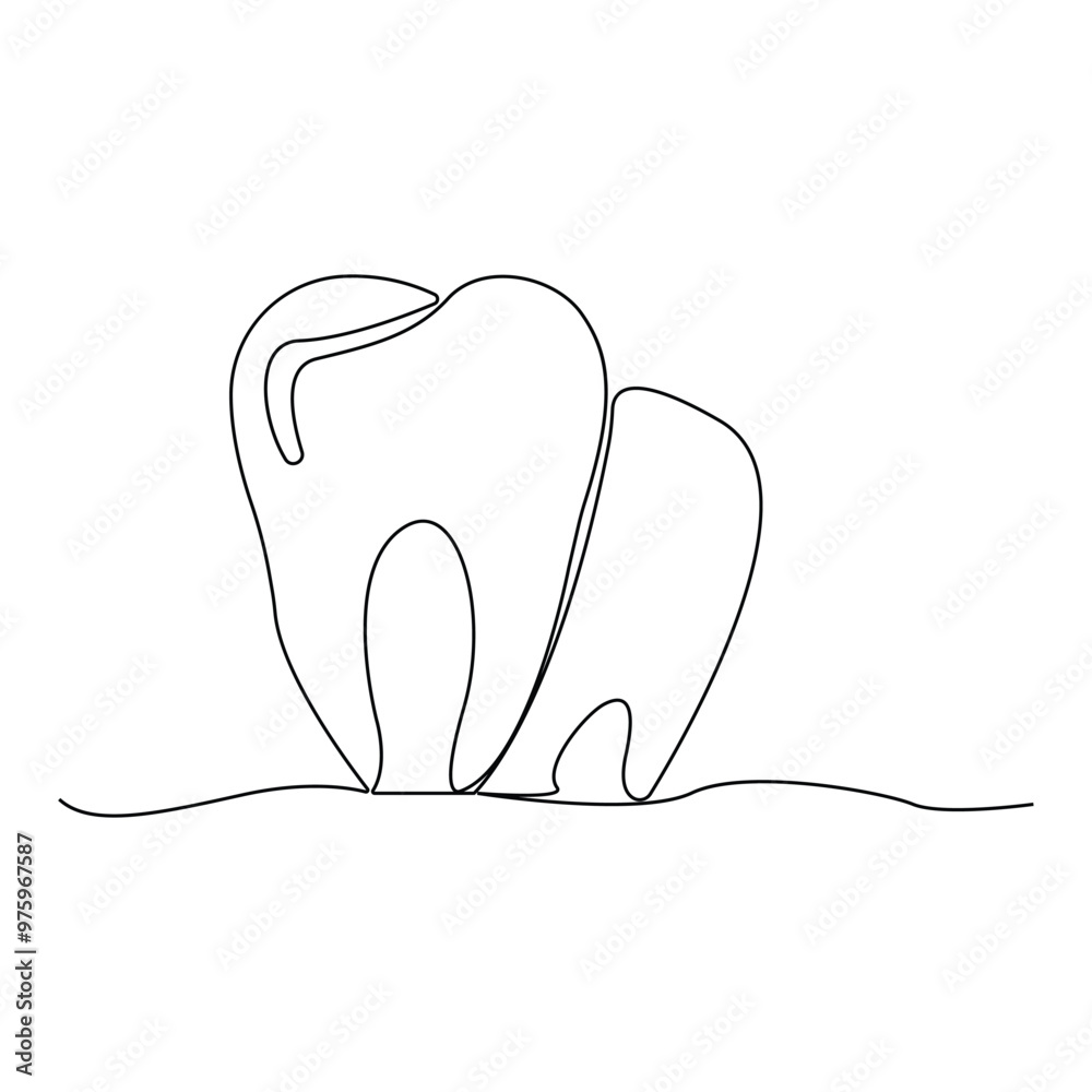 Hand-drawn tooth continuous line art drawing. Medical logo concept ...