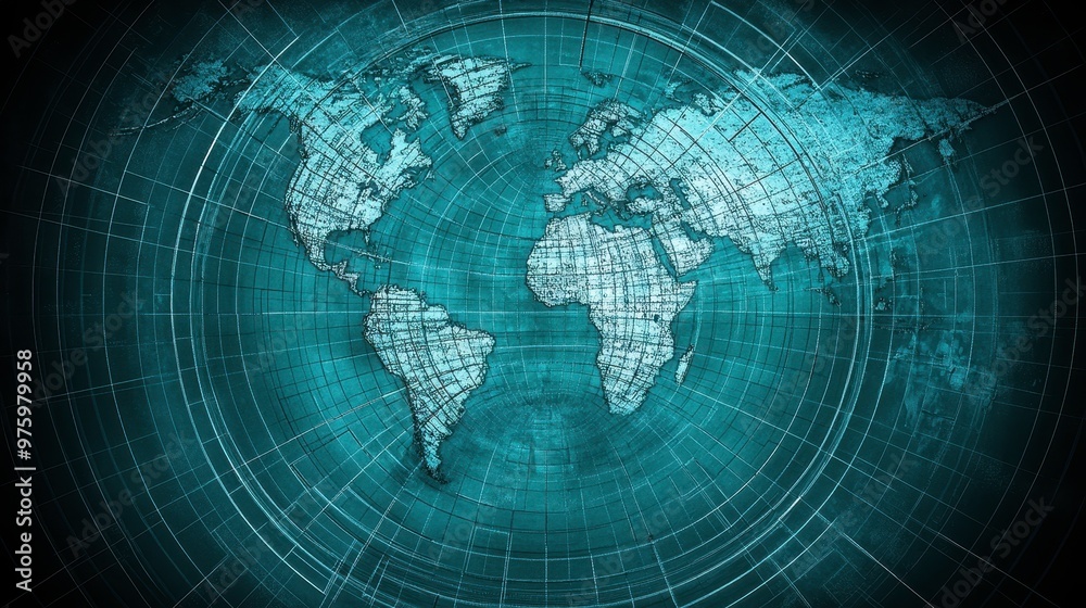Exploring the Flat Earth Theory Through a Detailed Map Representation of the World Stock ...