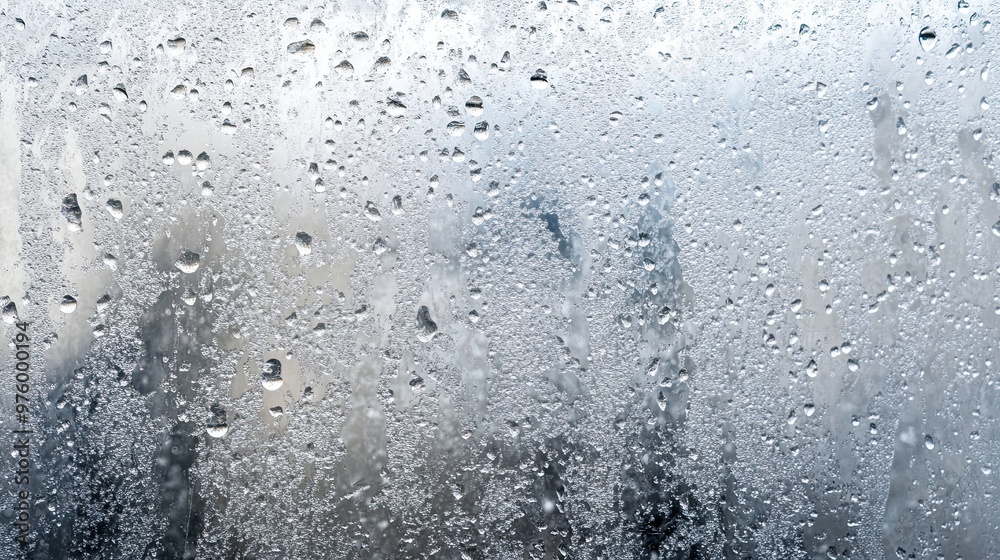 Frosted glass texture with condensation droplets soft focus and light ...