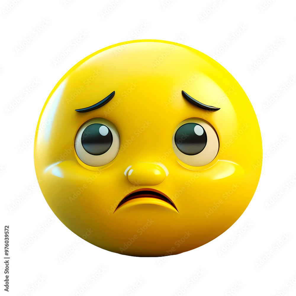 sad face emoticon in 3d style. Disappointment emoji cartoon character ...