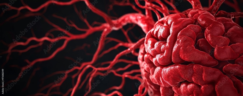 "Close-up of MRI scan revealing the complex network of veins and ...