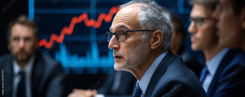 Rising inflation risk visualized with a warning sign on a digital ...