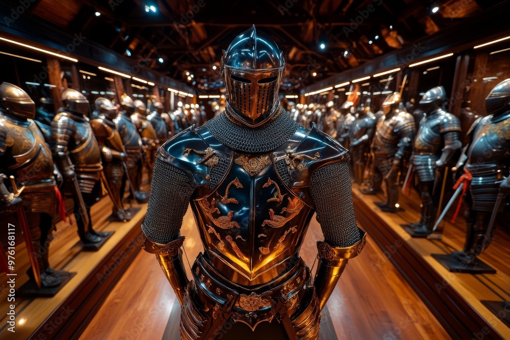 The castleâ€™s massive armory, filled with suits of armor, swords, and ...