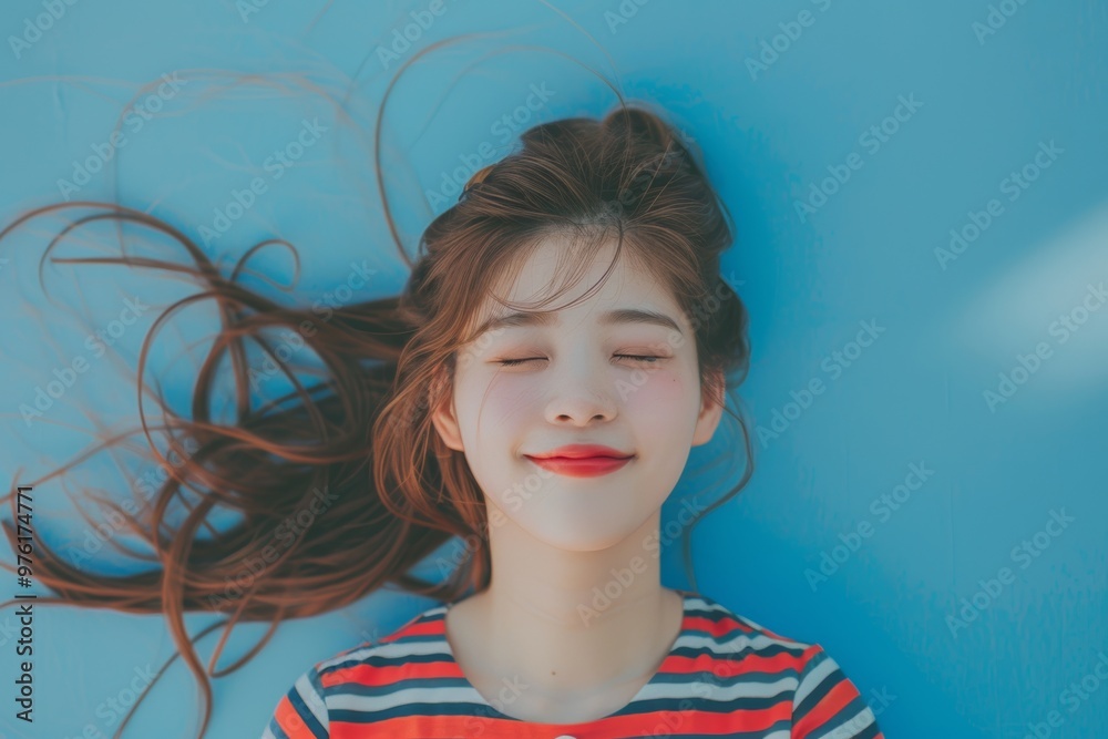 Charming emotions shine her young face happiness every feature. Her ...