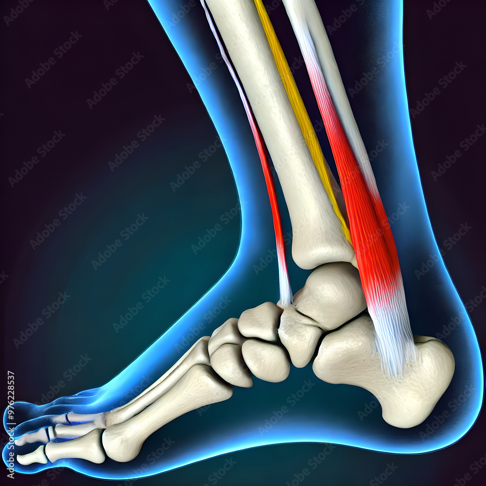 3D Bone: Ankle joint in motion, showing how the tibia, fibula, talus ...