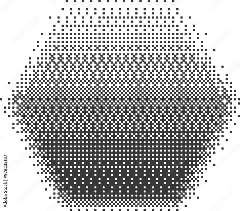 Bitmap pixel arcade game effect. Hexagon y2k halftone shape. Dither ...