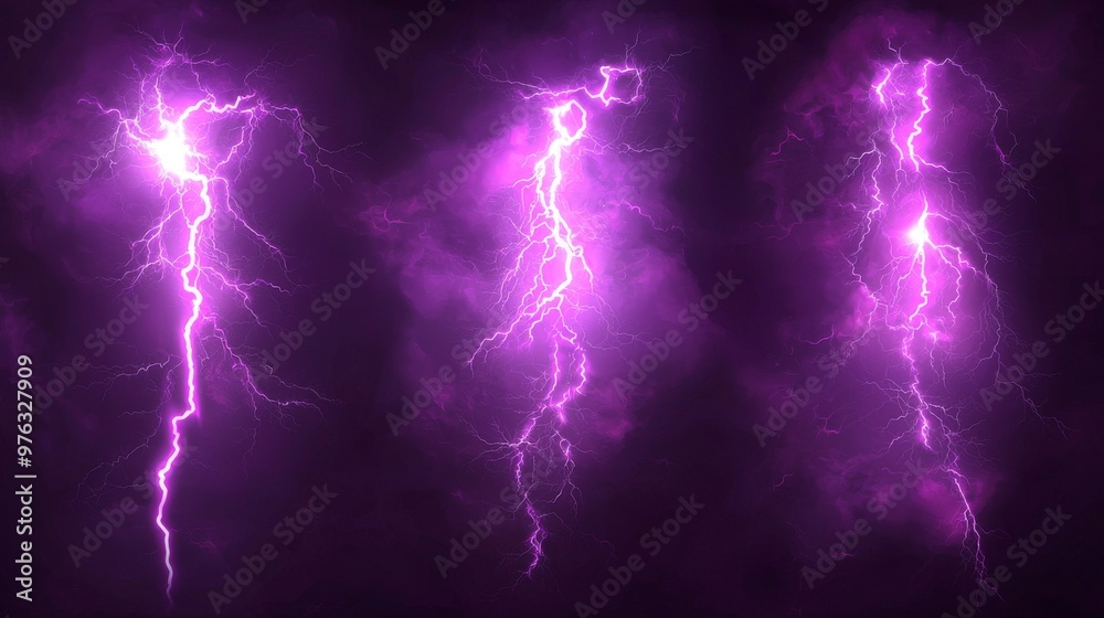A sprite sheet of a thunderstorm energy discharge. Purple lightning ...