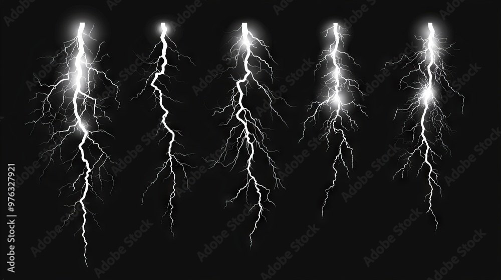 Presented as a sprite sheet, this animation shows lightning strikes ...