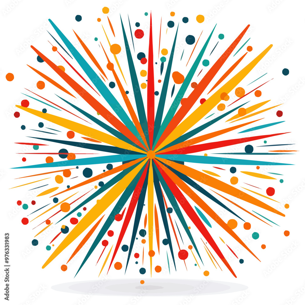 Abstract starburst icon flat on white isolated background, vector ...