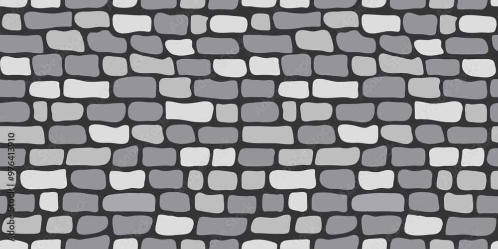Brick wall seamless pattern, tile texture, gray stone background. Path ...