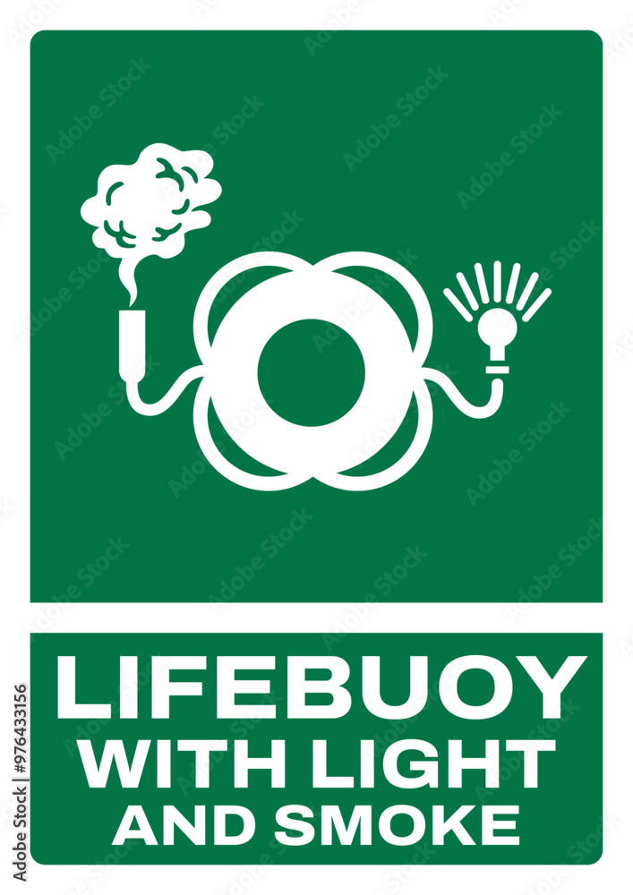 ISO emergency and first aid safety signs text variation_lifebuoy with ...