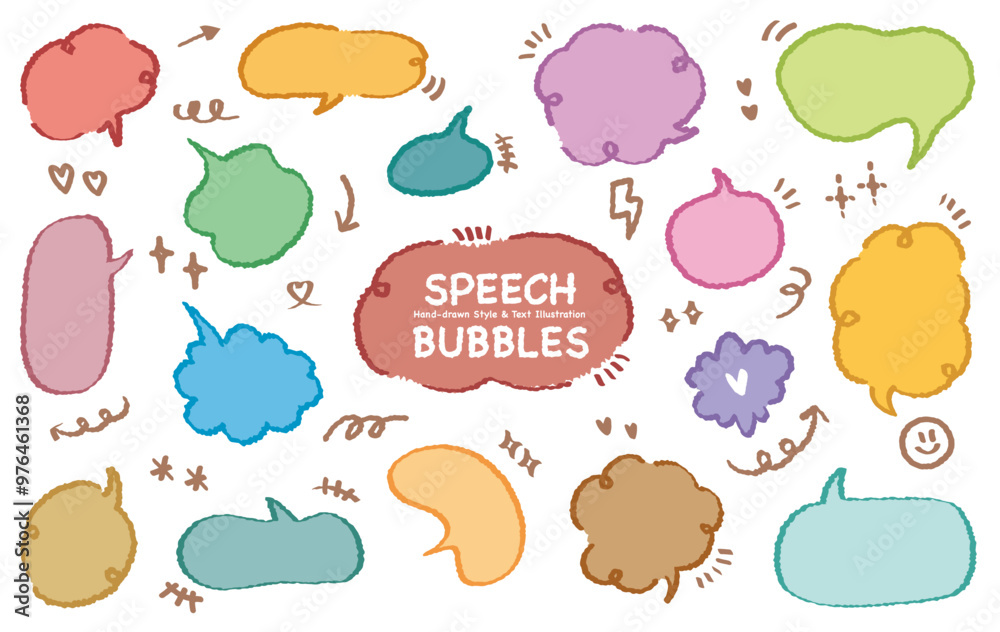 Cute Memo collection.Set of blank colorful speech bubble in flat design ...