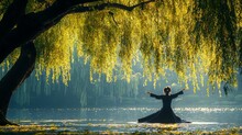 Woman Under Willow Tree Art Free Stock Photo - Public Domain Pictures
