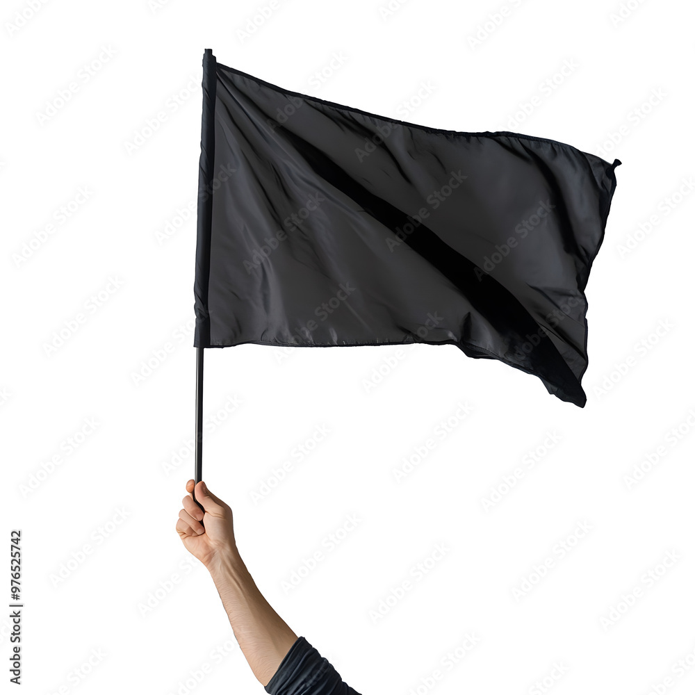 Hand Holding Black Flag Upright on Transparent Background: Ideal for ...